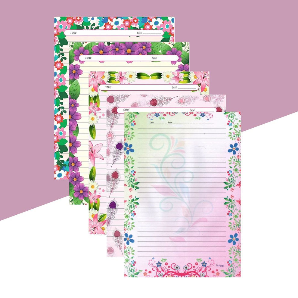 Designer Flower A4 Sheets - Assorted Design (Set of 20) – Topperskit LLP