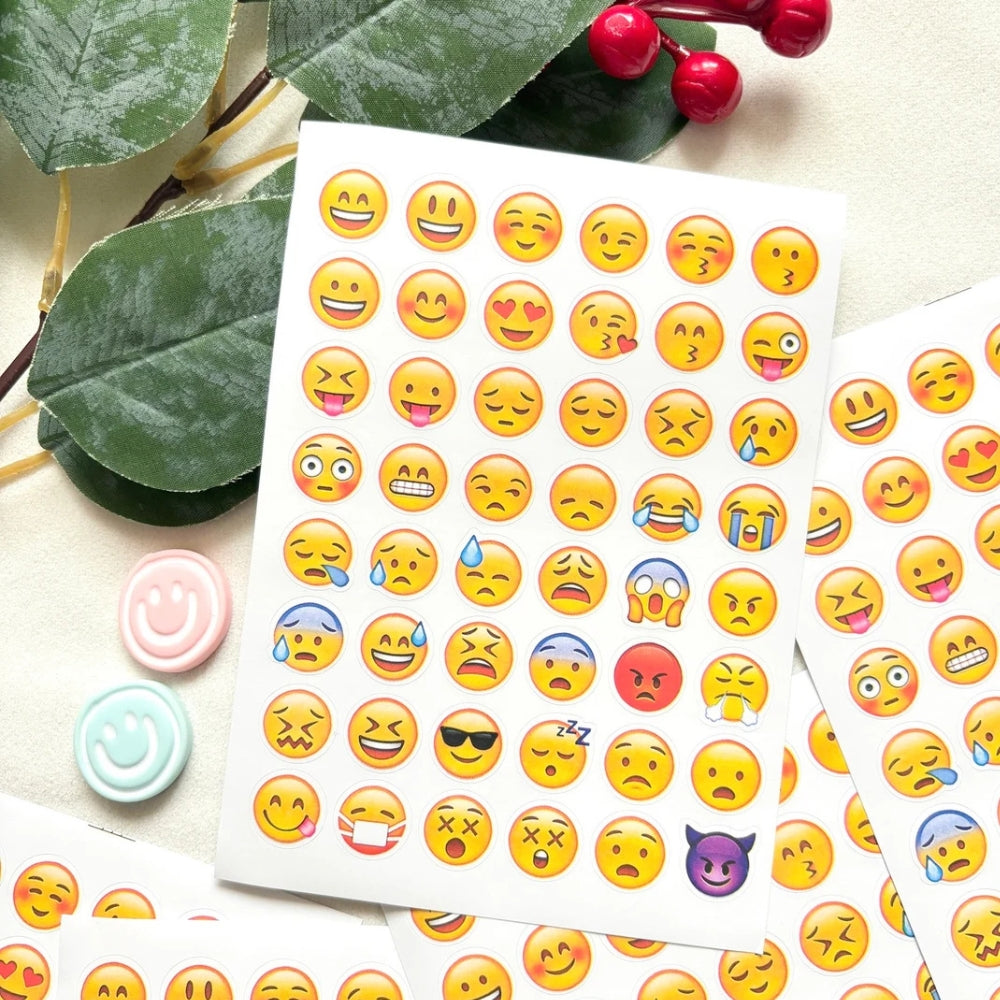 (5 Pcs) Cute Emoji Sticker Sheets with Assorted Designs – Topperskit LLP