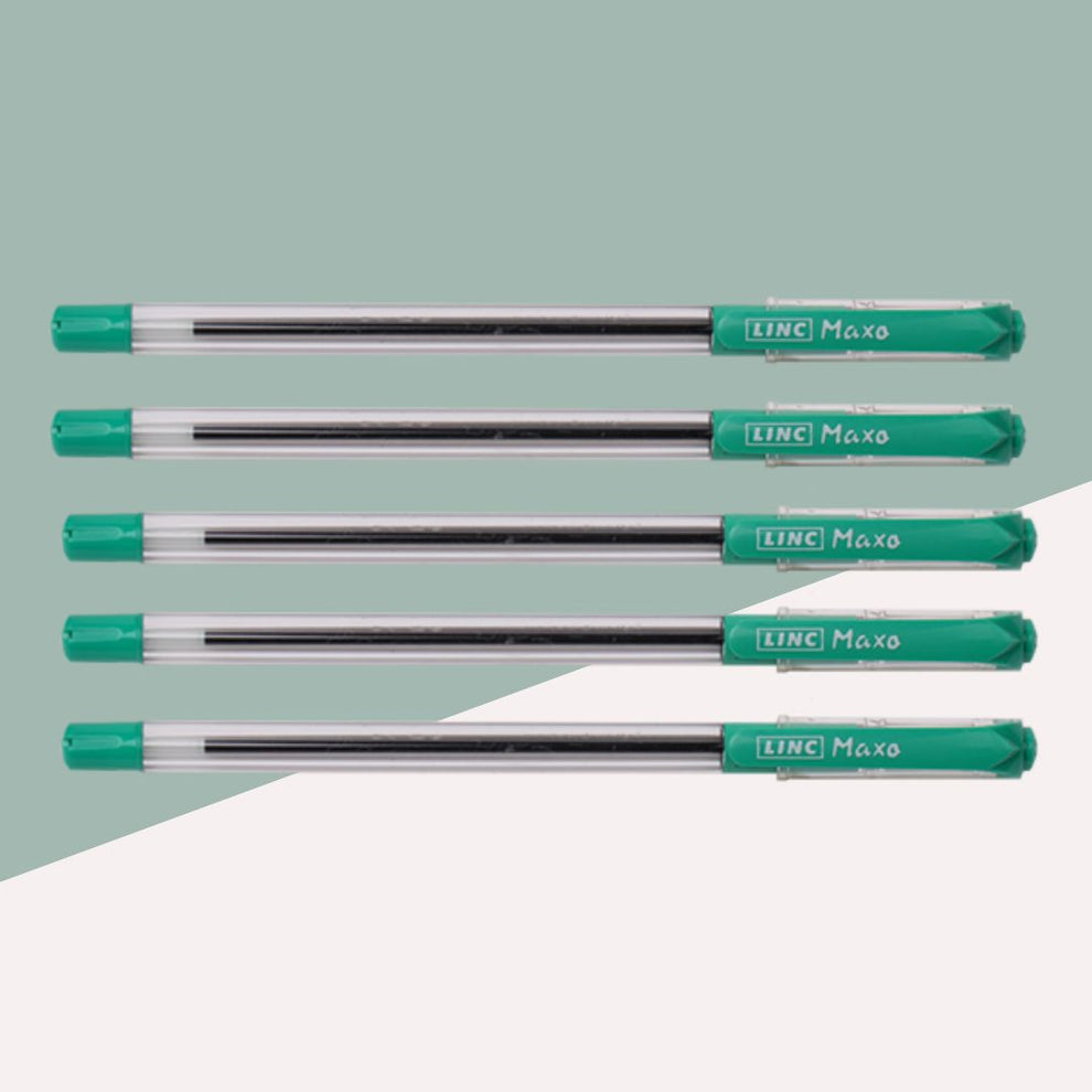Linc Maxo Fine Ball Pen – Green ( Pack of 5 ) – Topperskit LLP