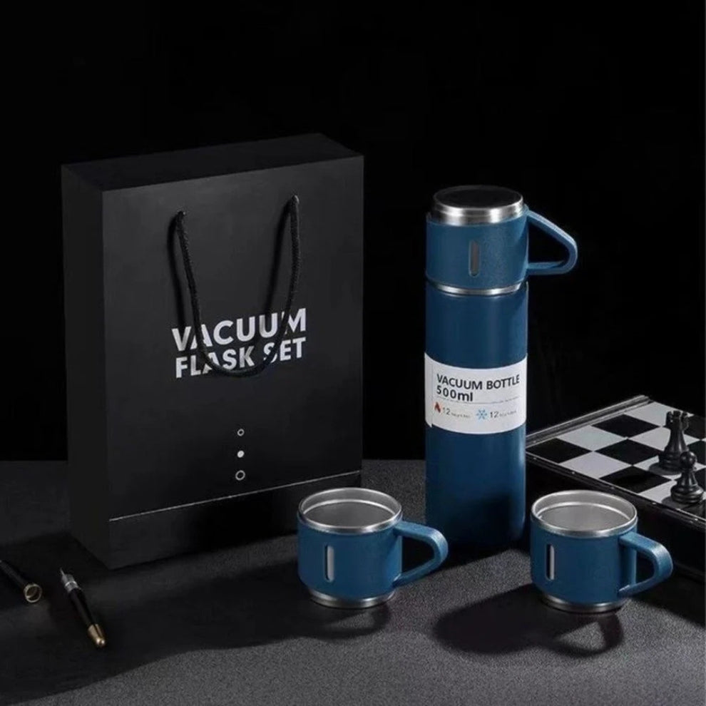 Stainless Steel Vacuum Thermal Flask Set – 500ml Hot & Cold 12-hour In ...